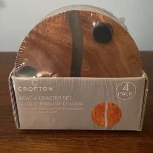 Crofton | Dining | Nwt Set Of 4 Acacia Wood Coaster Set | Poshmark